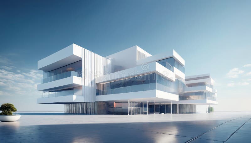 Architectural Rendering of a Modern Building in a Simple and Clean ...