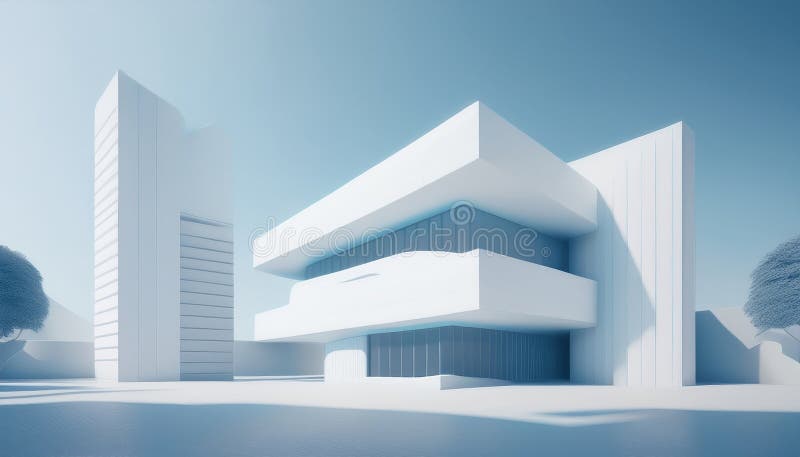 Architectural Rendering of a Modern Building in a Simple and Clean ...