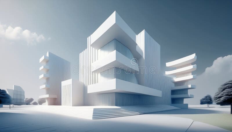 Architectural Rendering of a Modern Building in a Simple and Clean ...
