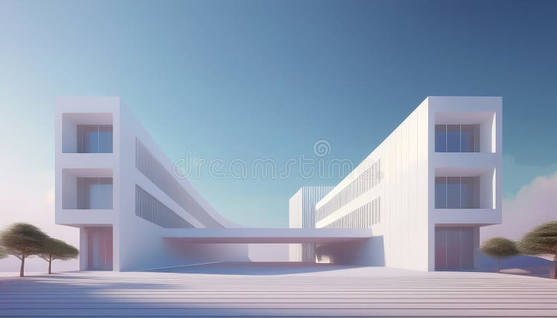 Architectural Rendering of a Modern Building in a Simple and Clean ...