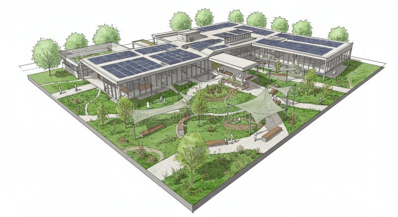 3D Rendering of the Rooftop Terrace Stock Illustration - Illustration ...