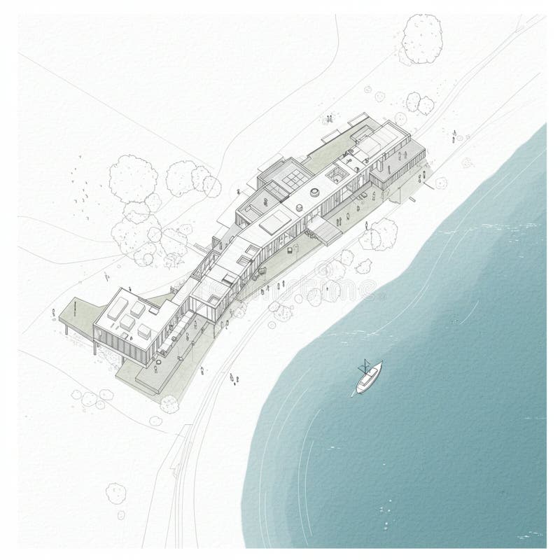 An Architectural Rendering of a Modern, Elongated Building Located Near ...