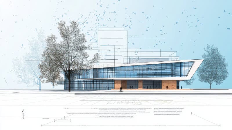 Architectural Rendering of a Modern Proposed Building Design with Clear ...