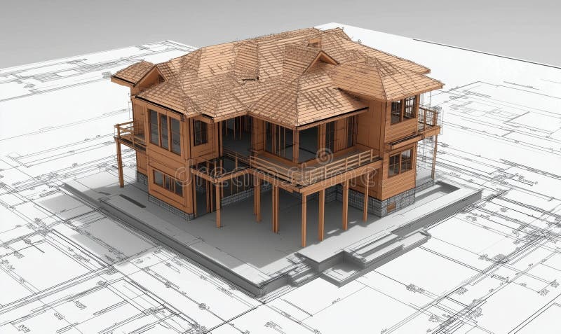 Architectural Rendering of Modern Wooden House Design with Detailed ...