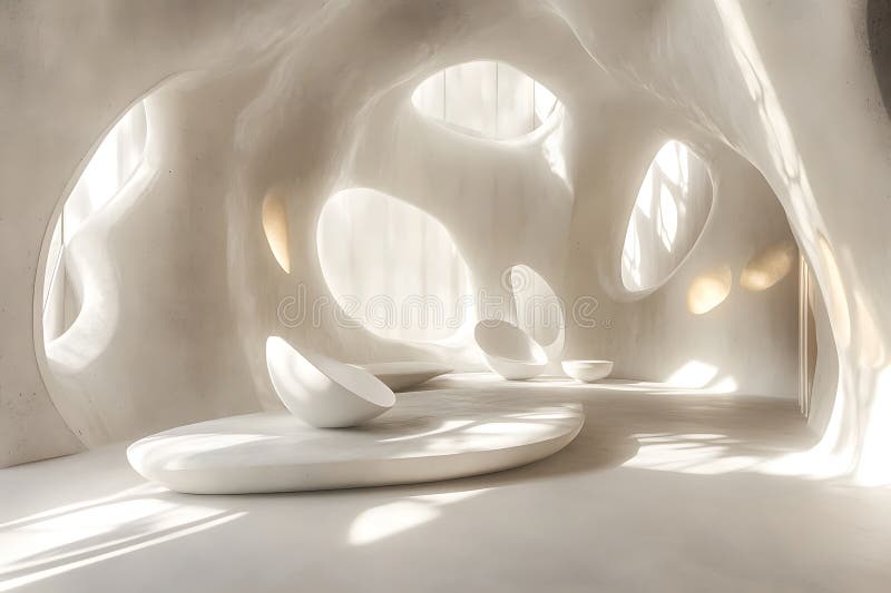 Modern Organic Architecture Interior Design White Sculptural Space with ...