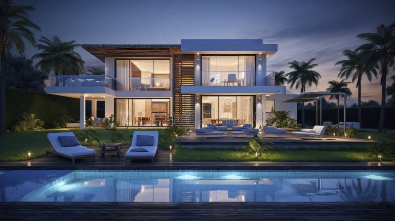 Architectural Rendering of a Sleek, Modern Vill. Stock Photo - Image of ... Architectural Rendering of a Sleek, Modern Vill. Stock Photo - Image of ...