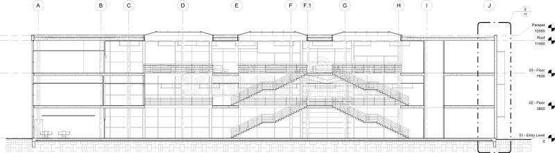 Architectural 2D Section Building Illustration Interior Stock ...