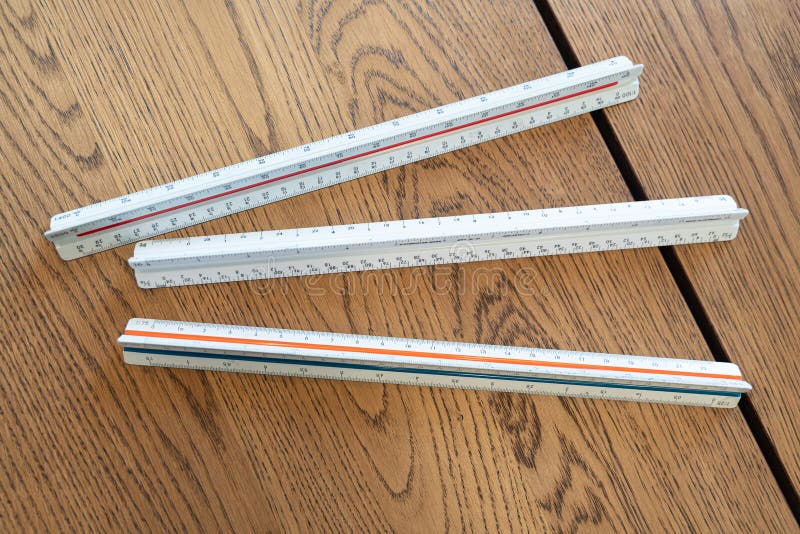 Architectural Scale Ruler with Paper Blueprints Plans for New Building ...