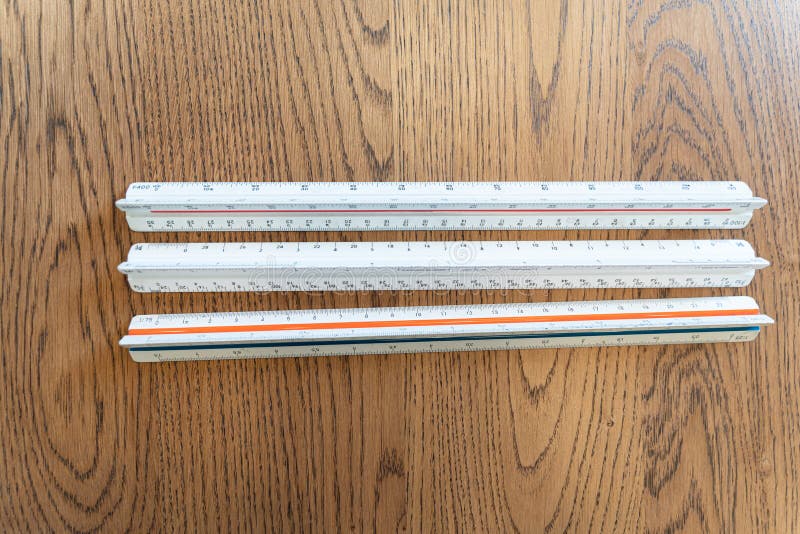Architectural Scale Ruler with Paper Blueprints Plans for New Building ...