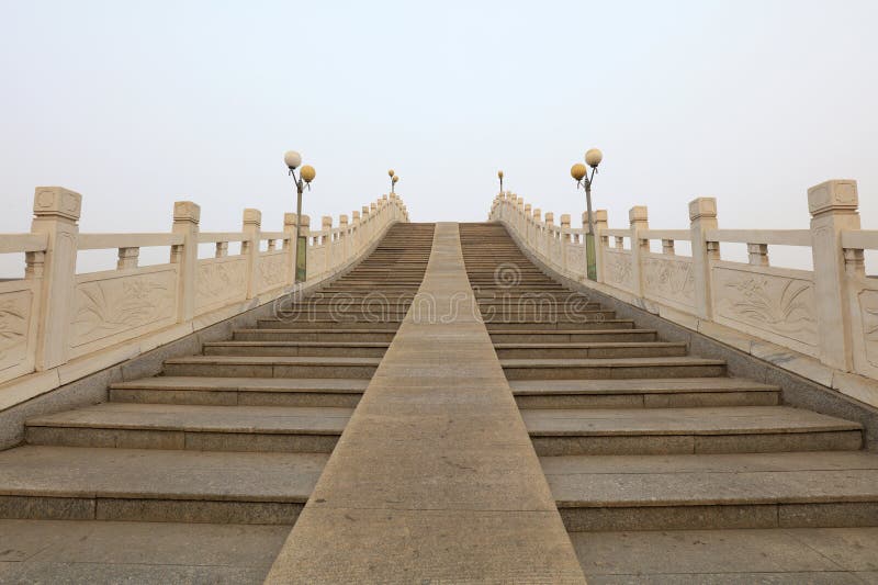 Architectural Scenery of Traditional Chinese Pedestrian Bridge Stock ...