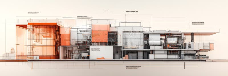 Architectural Section Drawing Showcases a Building S Intricate Interior ...