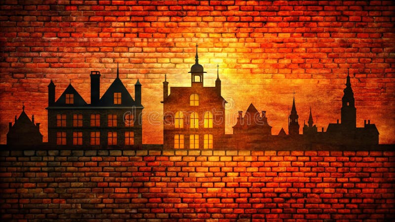 Architectural Silhouette Against a Vibrant Brick Wall a Study in Contrast and Texture Stock ...