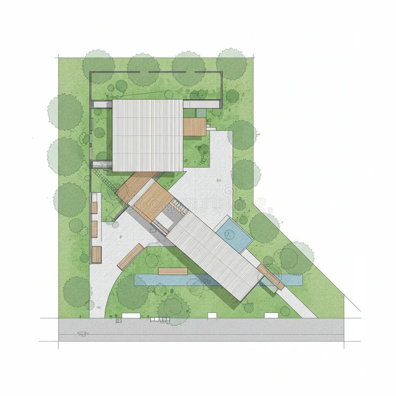 Architectural Site Plan Depicting a Modern Landscape Design. Features ...