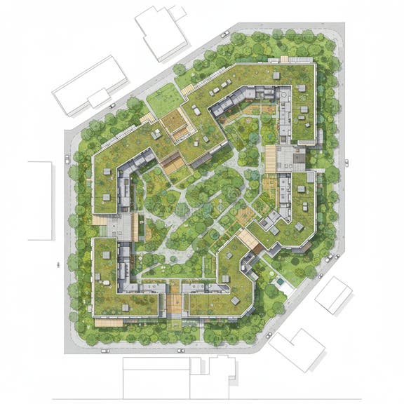 Architectural Site Plan Featuring a Large, L-shaped Building Structure ...