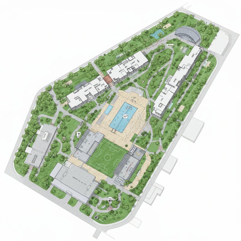 Architectural Site Plan Featuring a Modern Educational Complex ...