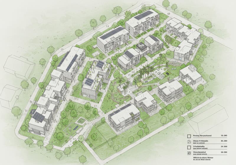 Architectural Site Plan Featuring a Modern Residential Complex ...