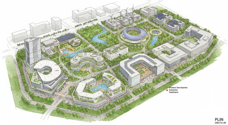 Architectural Site Plan Featuring a U-shaped Building Complex ...