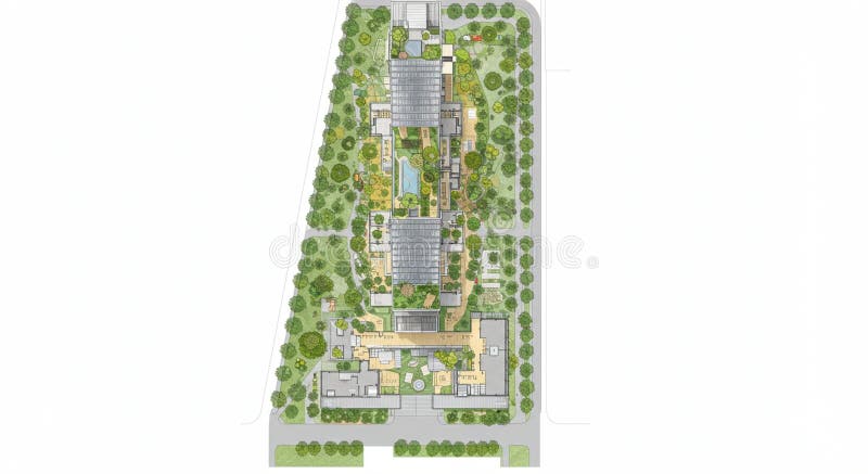 Architectural Site Plan Featuring a Rectangular Layout with Multiple ...