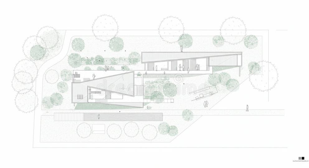 Architectural Site Plan Featuring Two Elongated Rectangular Structures ...