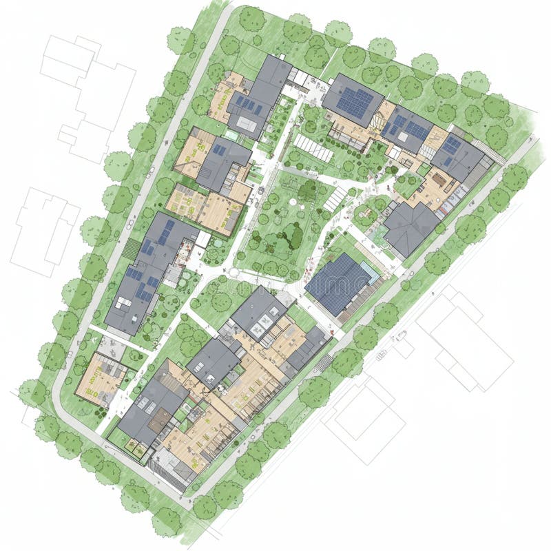 An Architectural Site Plan Depicting a Residential Development with ...
