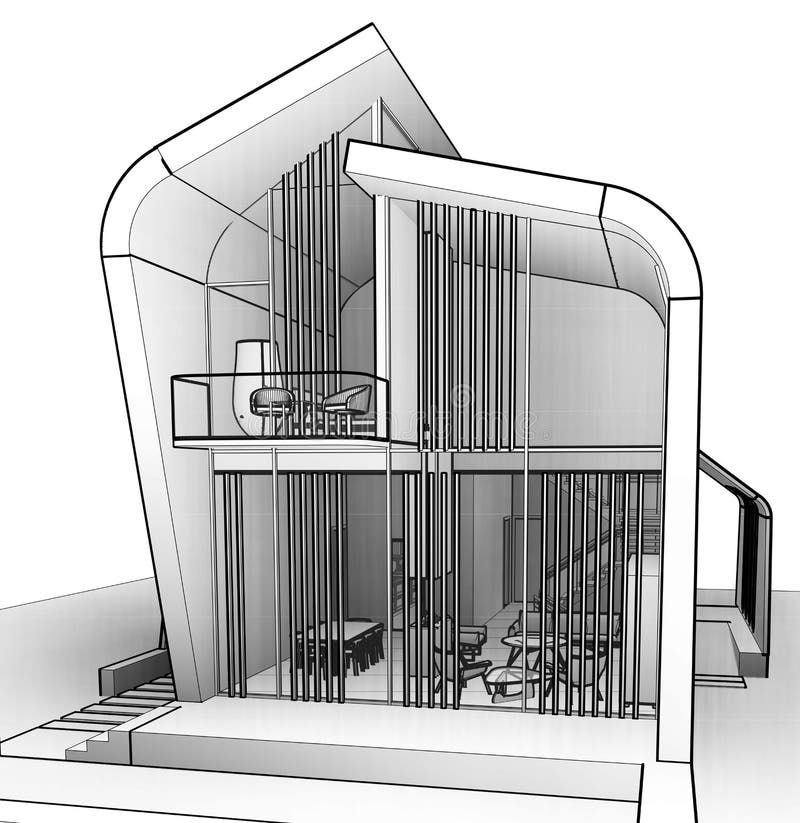 Architectural Sketch Drawing Stock Illustration - Illustration of ...