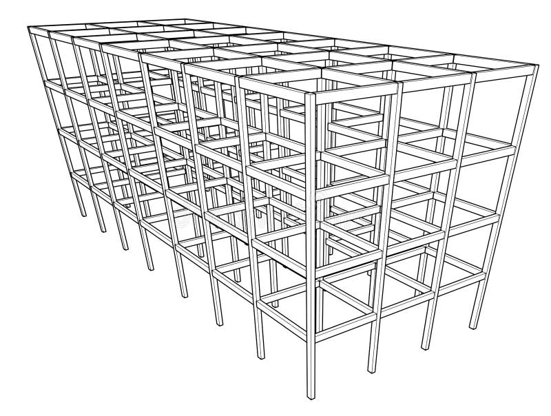 Architectural Sketch Drawing Building Model Stock Vector - Illustration ...