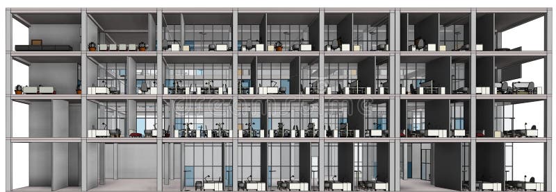 Architectural Sketch Drawing Building Model Stock Illustration ...