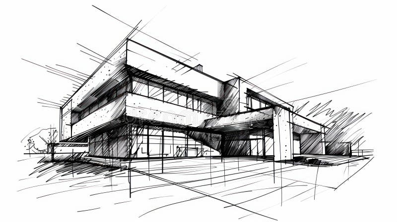 Architectural Sketch of Modern House Design. Generative Ai Stock ...