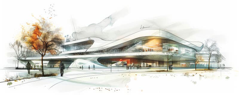 An Architectural Sketch of a Modern Science Museum, with Interactive ...