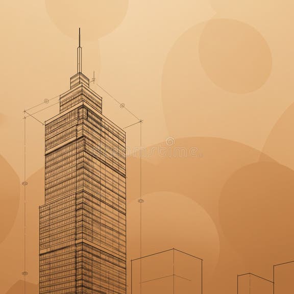 Architectural Sketch of a Modern Skyscraper Featuring a Series of ...