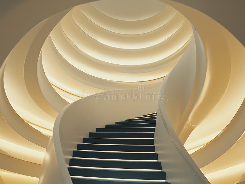 Architectural Staircase with Illuminated Ceiling Design in Modern ...