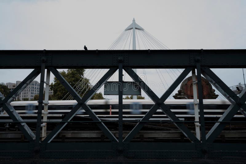 Architectural Steel Bridge Over the River Stock Image - Image of city ...