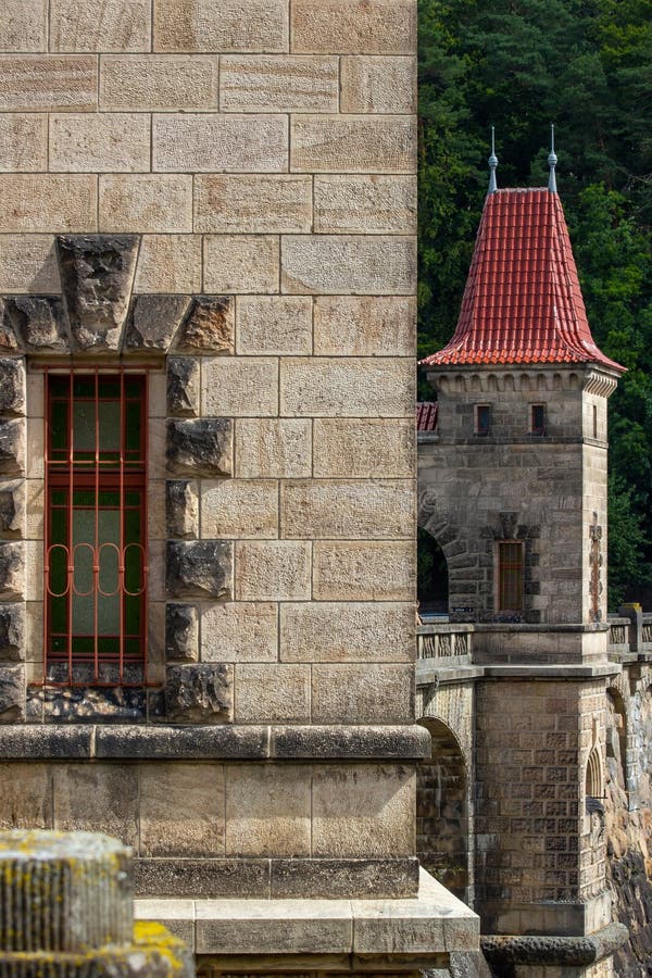 Architectural Structure, Ancient Dam with Arches and Red Roofs in the ...