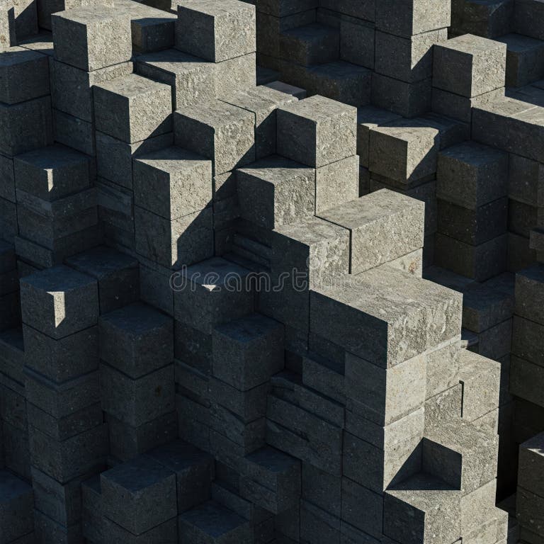 Architectural Structure Made of Gray Stone Cubes. Stock Photo - Image ...