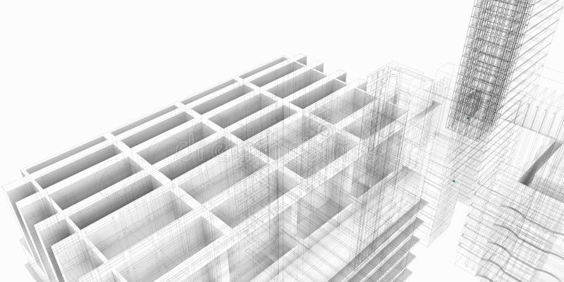 3D Draw of Architectural Structure in Perspective Over White Stock ...
