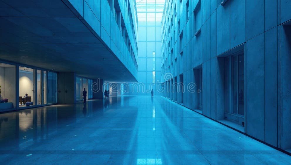 Architectural Style Photo Effect with Grid Pattern and Blue Tone, Blue ...