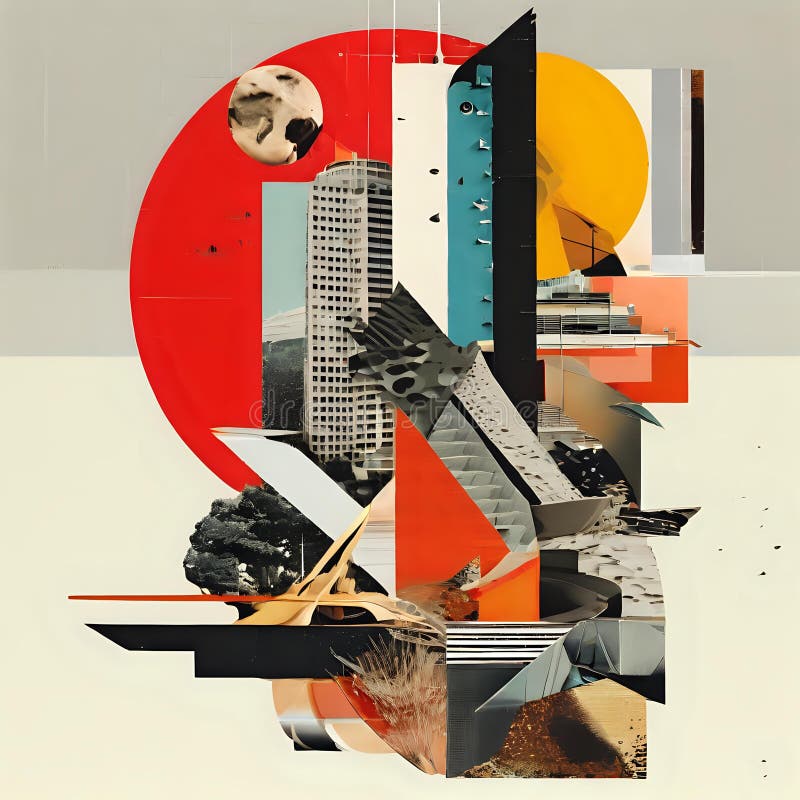 Architectural Symphony: a Collage of Modernity and Nature Stock ...