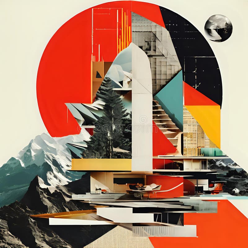 Architectural Symphony: a Collage of Modernity and Nature Stock ...