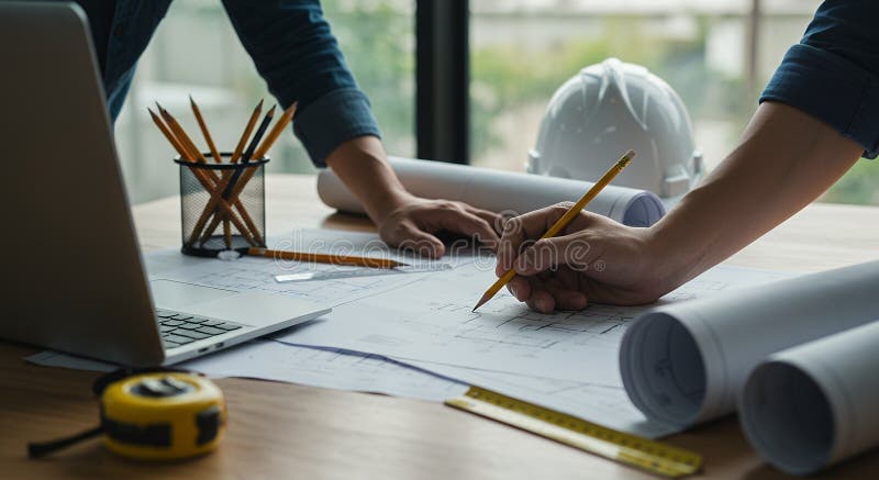 Architect Teamwork: Blueprint Design, Construction Planning ...