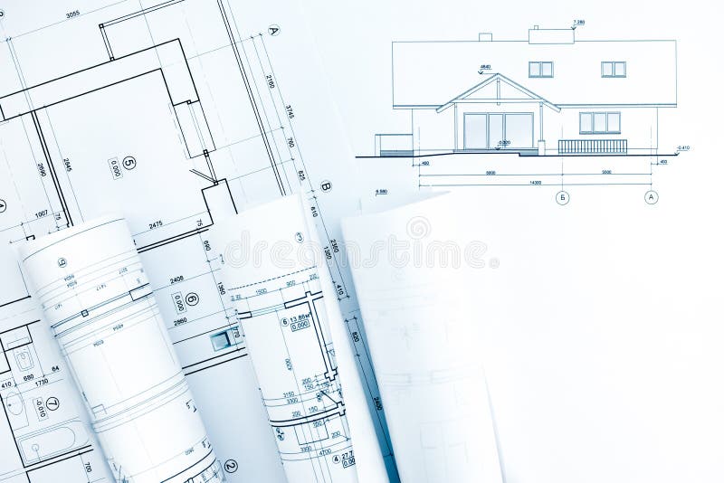 Architectural Technical Drawings with House Plan Stock Image - Image of ...