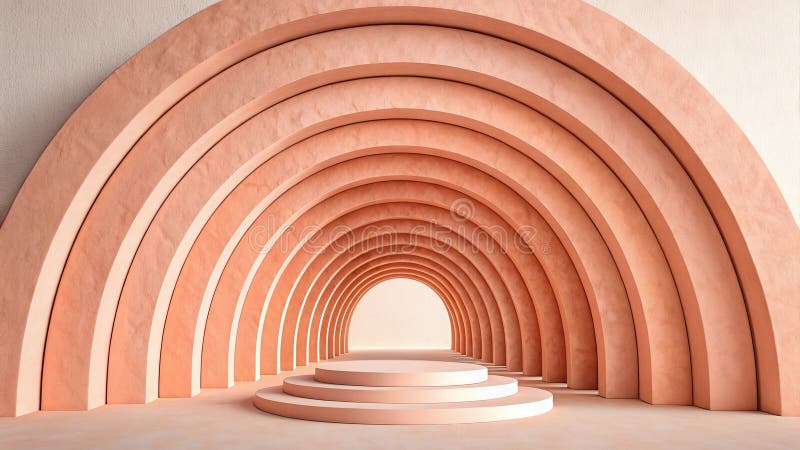 Architectural Tunnel with Archways and Pedestal Stage Creating a Modern ...