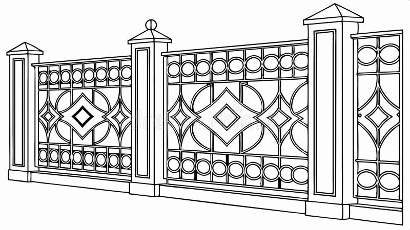 Ornate Fence Railing Vector, Decorative Ironwork Design, Architectural ...