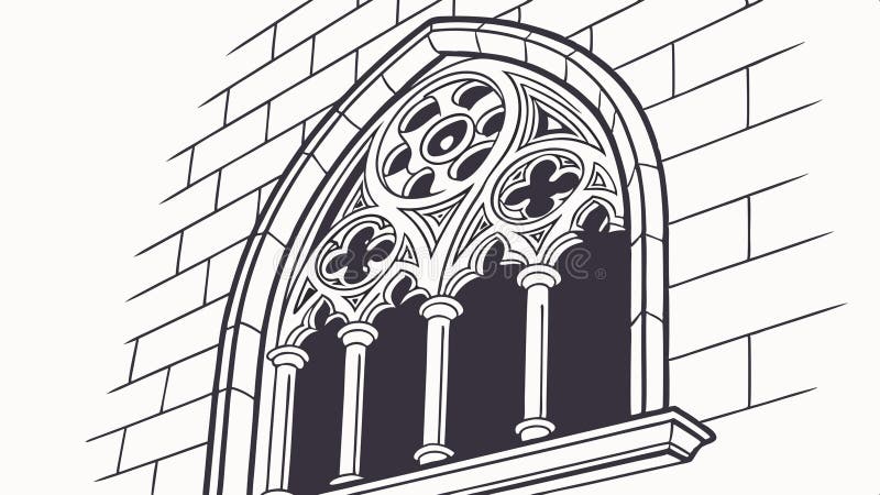 Gothic Window Arch, Cathedral Architecture Vector Design Illustration ...
