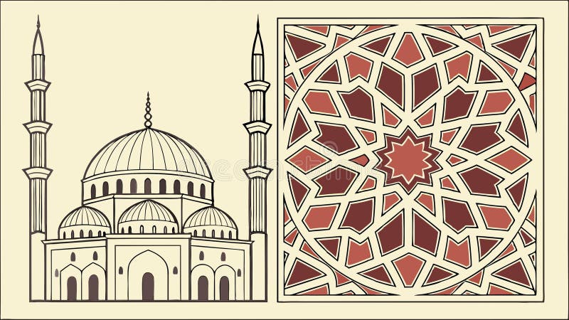 Mosque with Arabesque Pattern, Islamic Architecture Vector Design ...