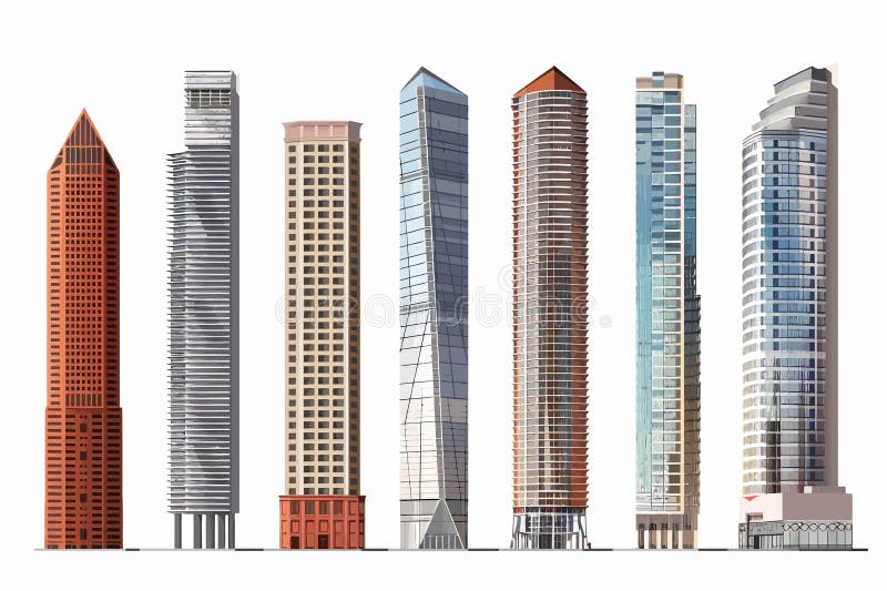 Architectural Vectors of Modern Skyscrapers Isolated Vector Style Stock ...