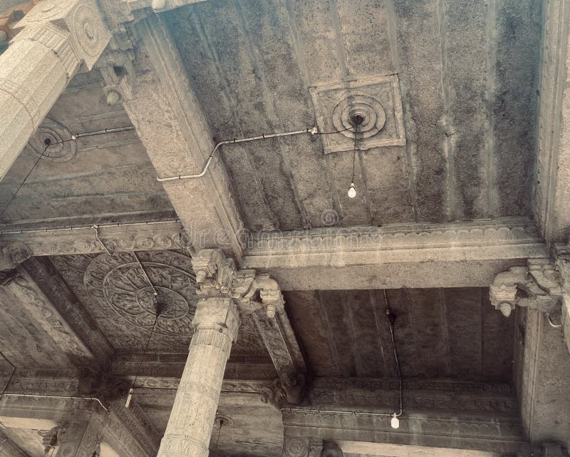 Architectural View of Ancient Indian Temple Ceiling Design Stock Photo ...