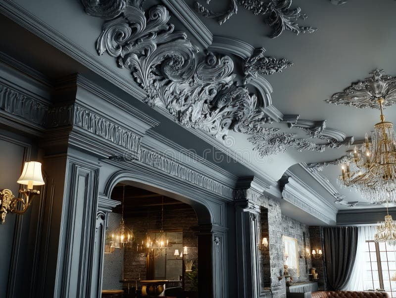 An Architectural View Showcasing a Coving Ceiling Design Stock Photo ...