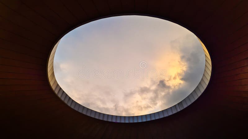 Oval Skylight with Cloudy Sky Stock Image - Image of modern, building ...