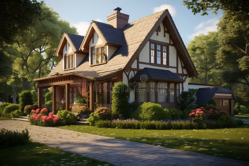 Architectural Visualization Elements Suburban Real Estate. Country ...