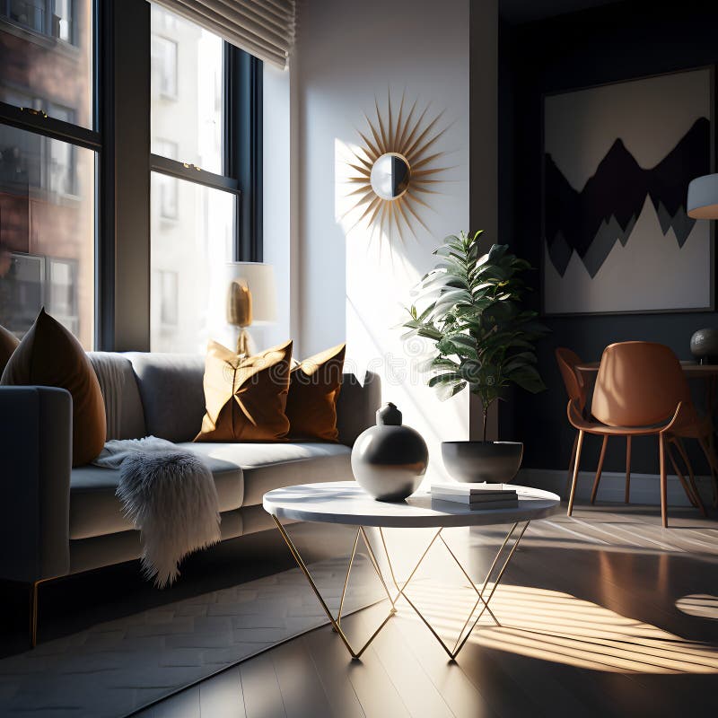 Architectural Visualization of a Modern Living Room. Stock Illustration ...